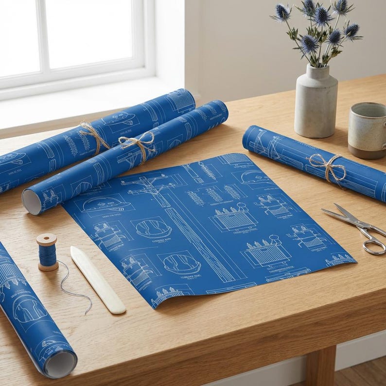 Electrical Lineman Blueprint Seamless Pattern Utility Pole Schematic ...