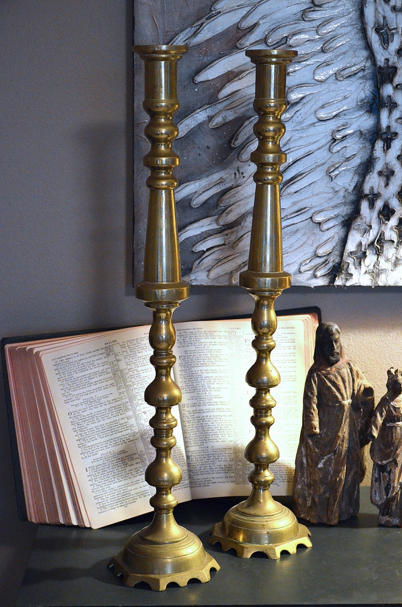 Vintage Church Brass Altar Candlesticks 1930's - Etsy