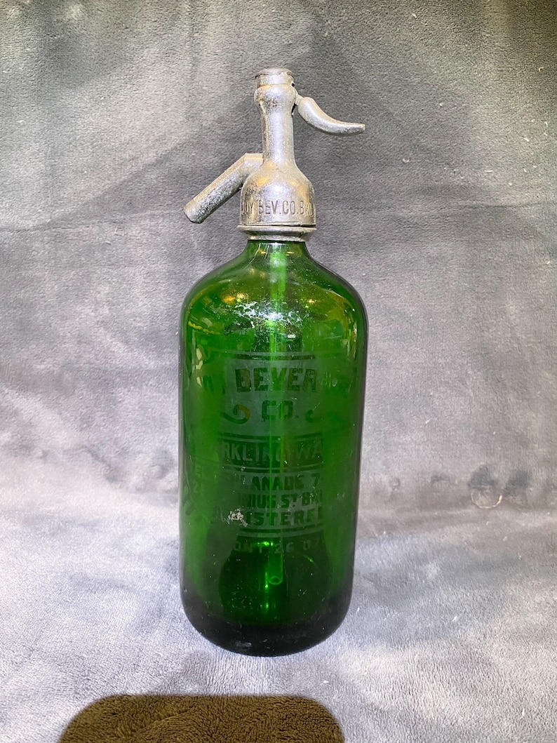 Antique Green Lithographed Seltzer Bottle - Etsy