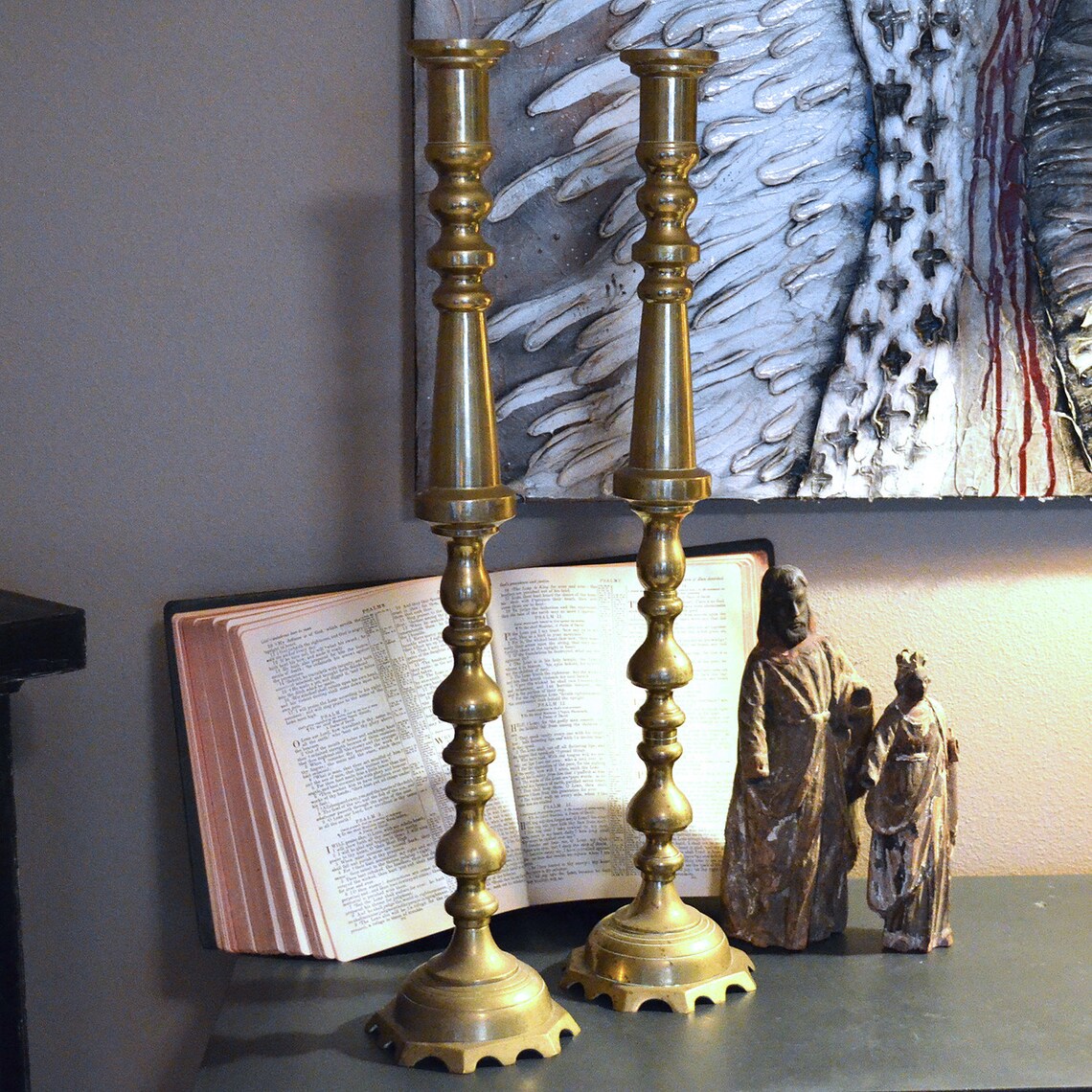 Vintage Church Brass Altar Candlesticks 1930's - Etsy