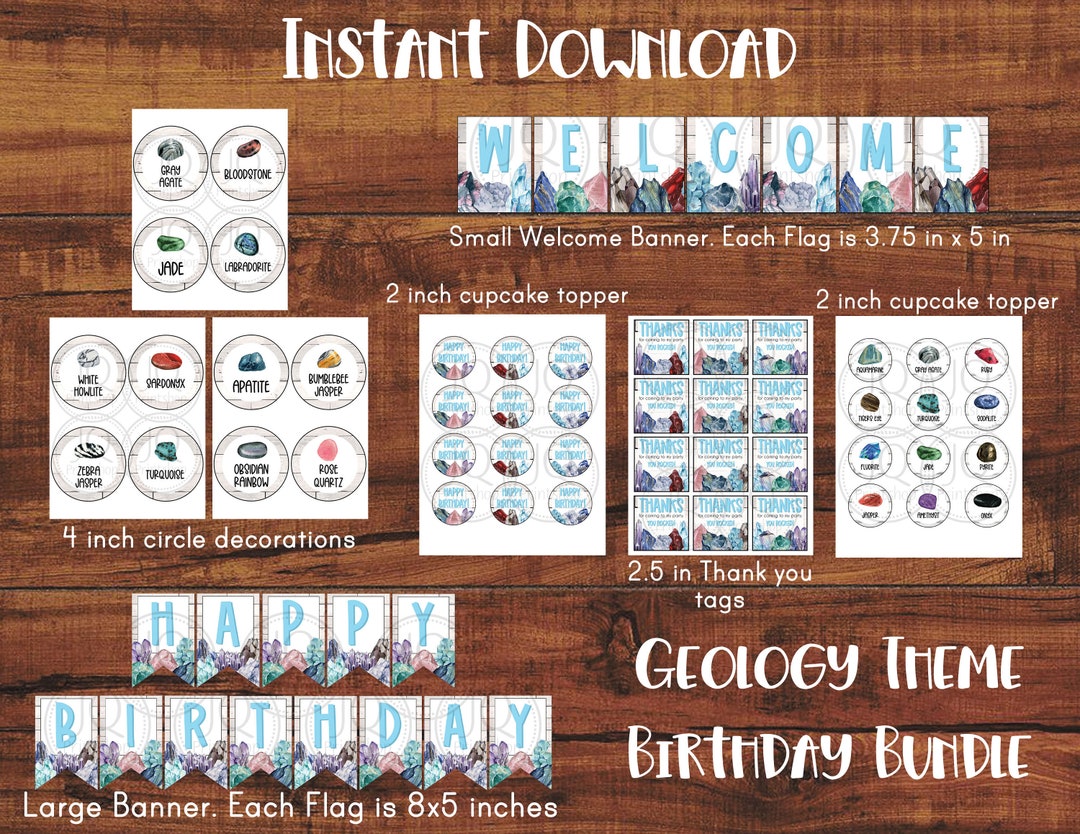 PRINTABLE Geology Theme Birthday Bundle, Geology Theme Cupcake Toppers ...