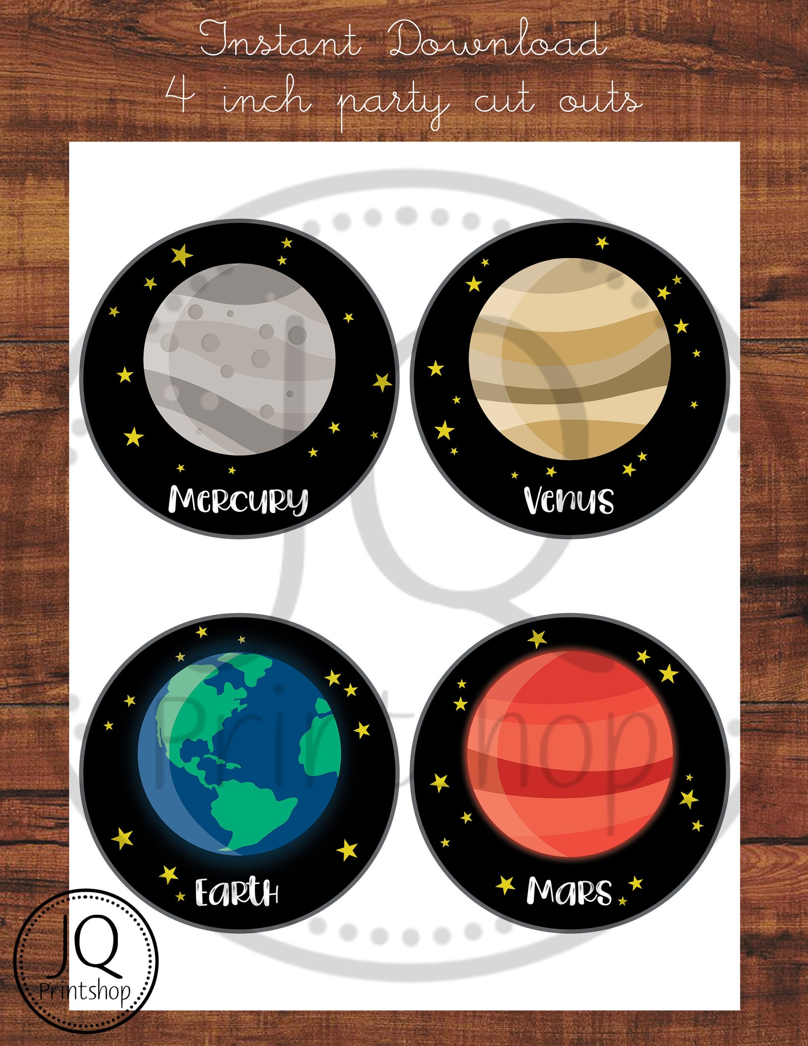 Printable 4 inch Party Cut Outs Planet Party Space Theme | Etsy