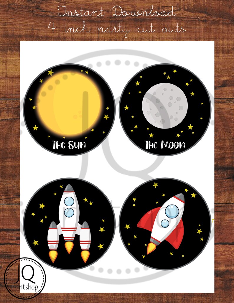 Printable 4 inch Party Cut Outs Planet Party Space Theme | Etsy