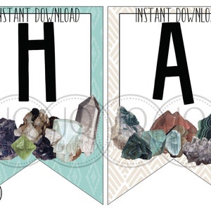 Printable Birthday Banner, Happy Birthday Banner, Rocks and Minerals ...