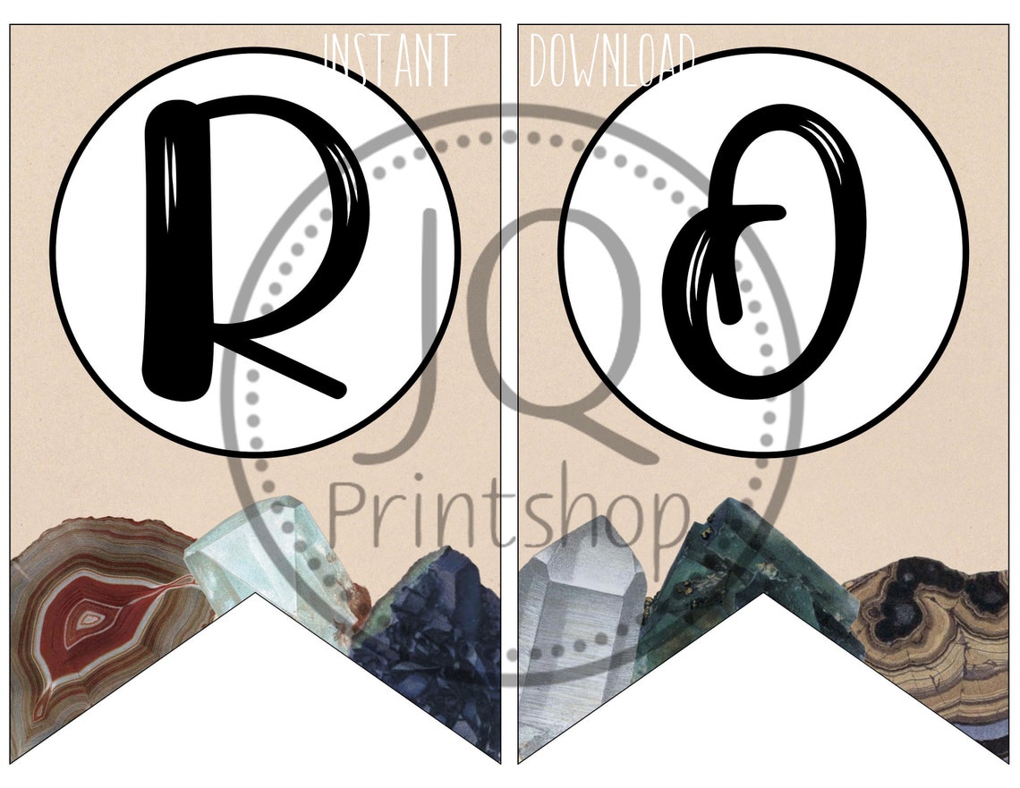 Printable Birthday Banner Rocks and Minerals Theme Party - Etsy