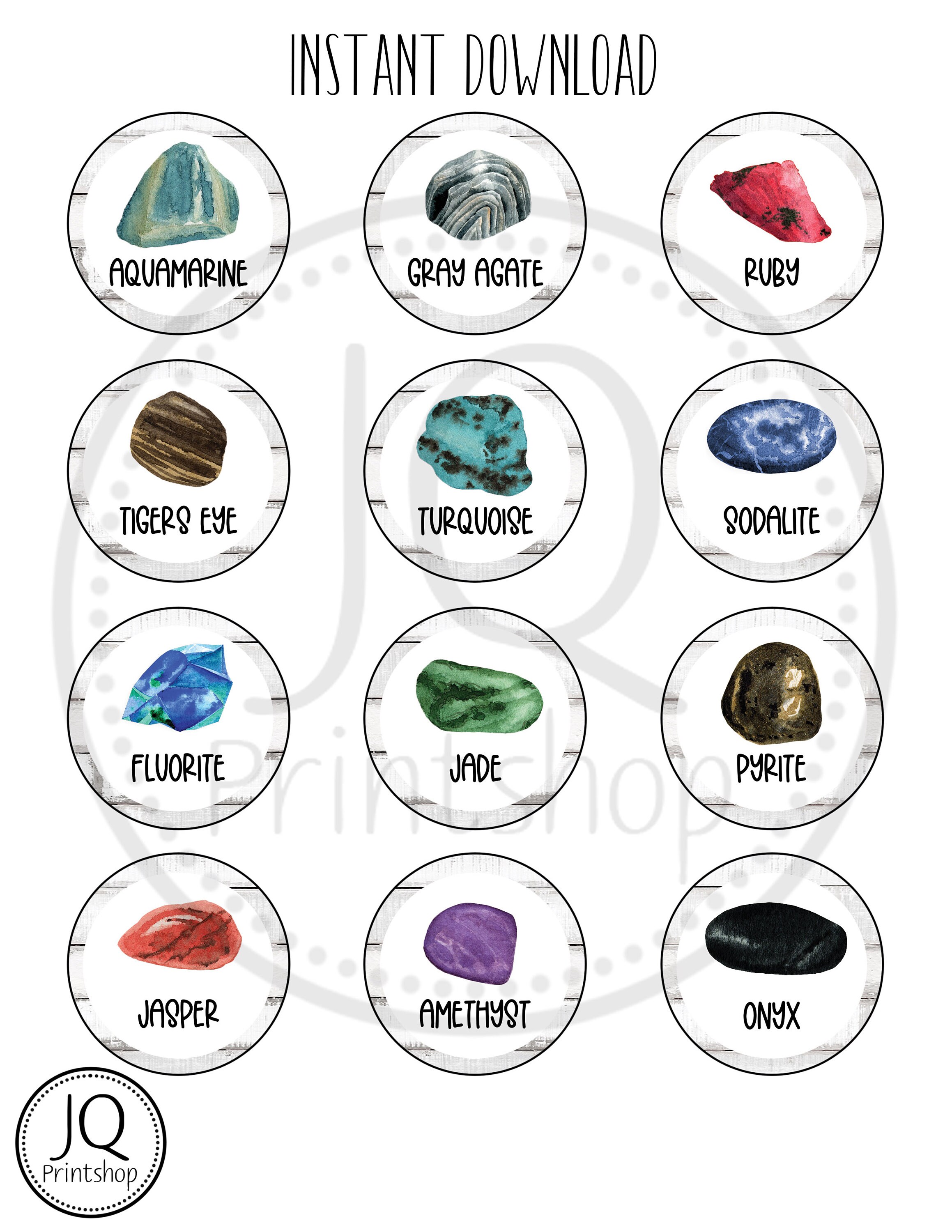 Printable Geology Cupcake Toppers Rocks and Minerals Theme - Etsy