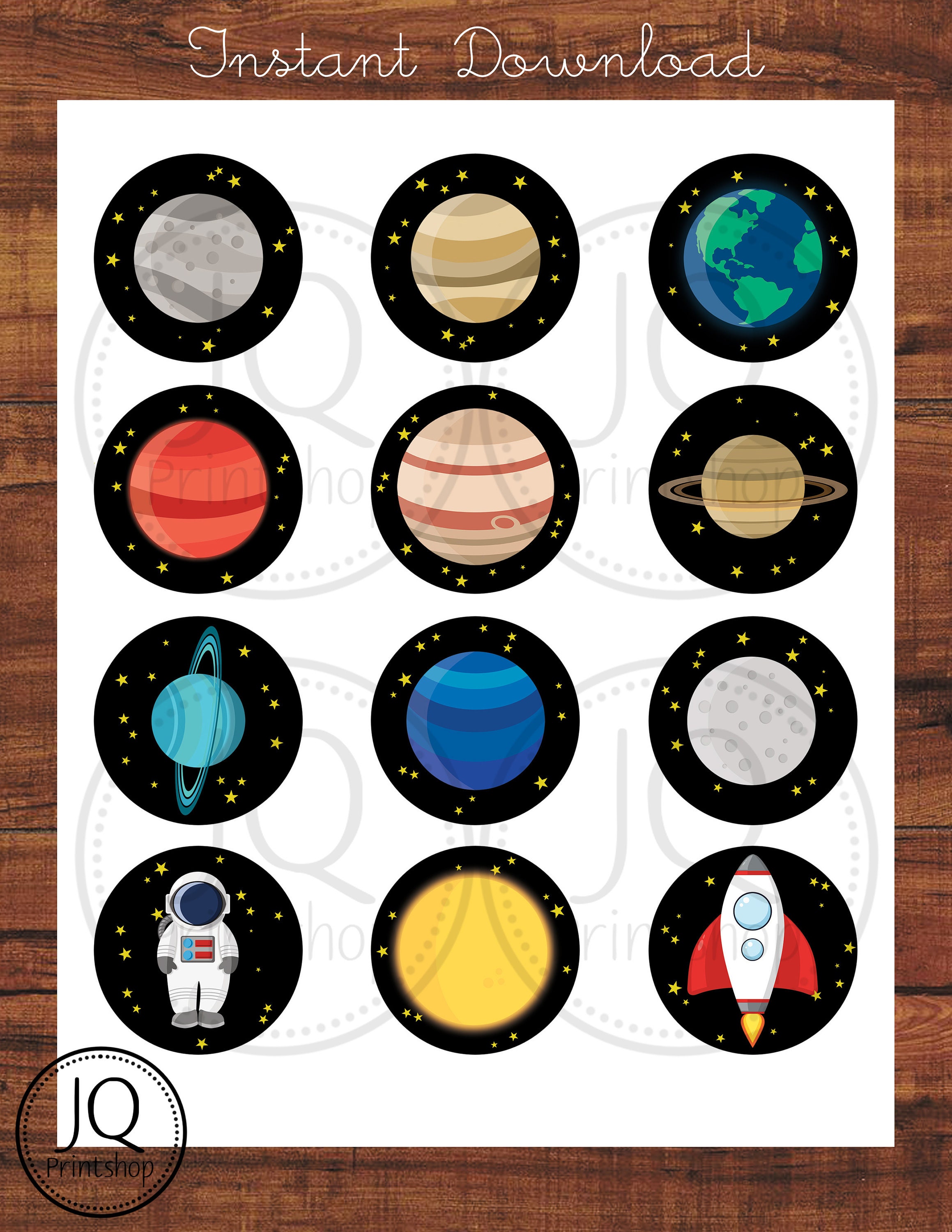 Printable Space Theme Cupcake Toppers Planets Favor Tags | Etsy Canada