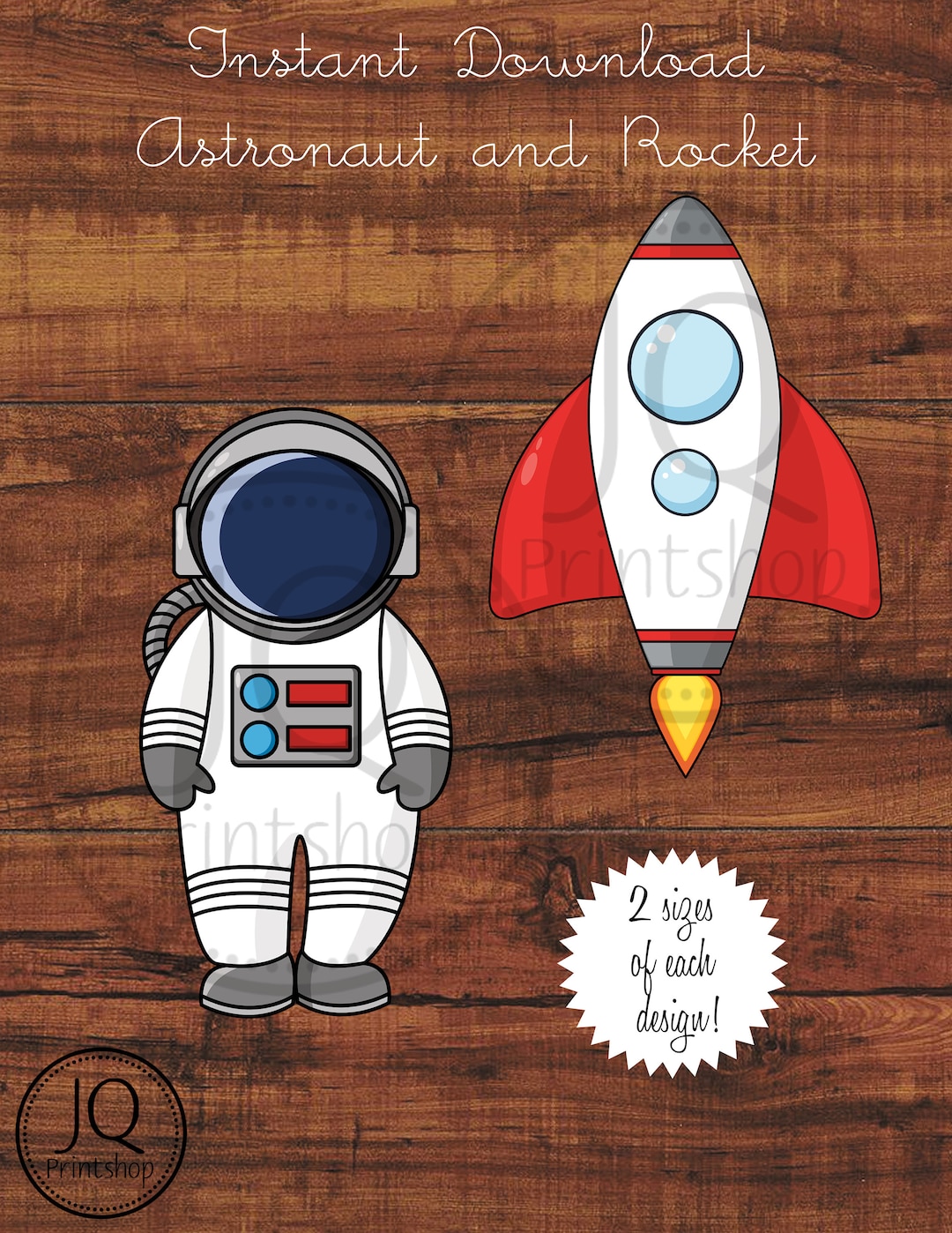Printable Astronaut, Printable Rocket, Space Theme Birthday Decoration ...