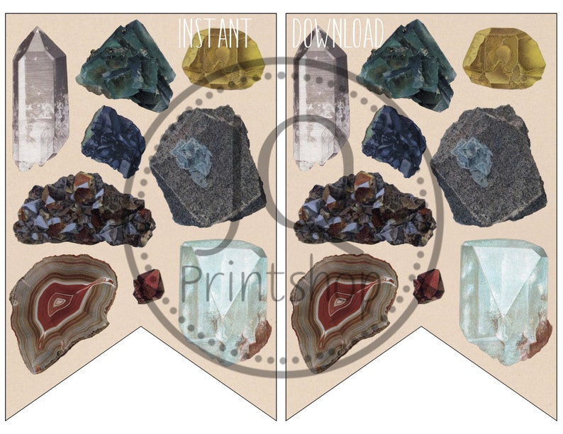 Printable Birthday Banner Rocks and Minerals Theme Party - Etsy