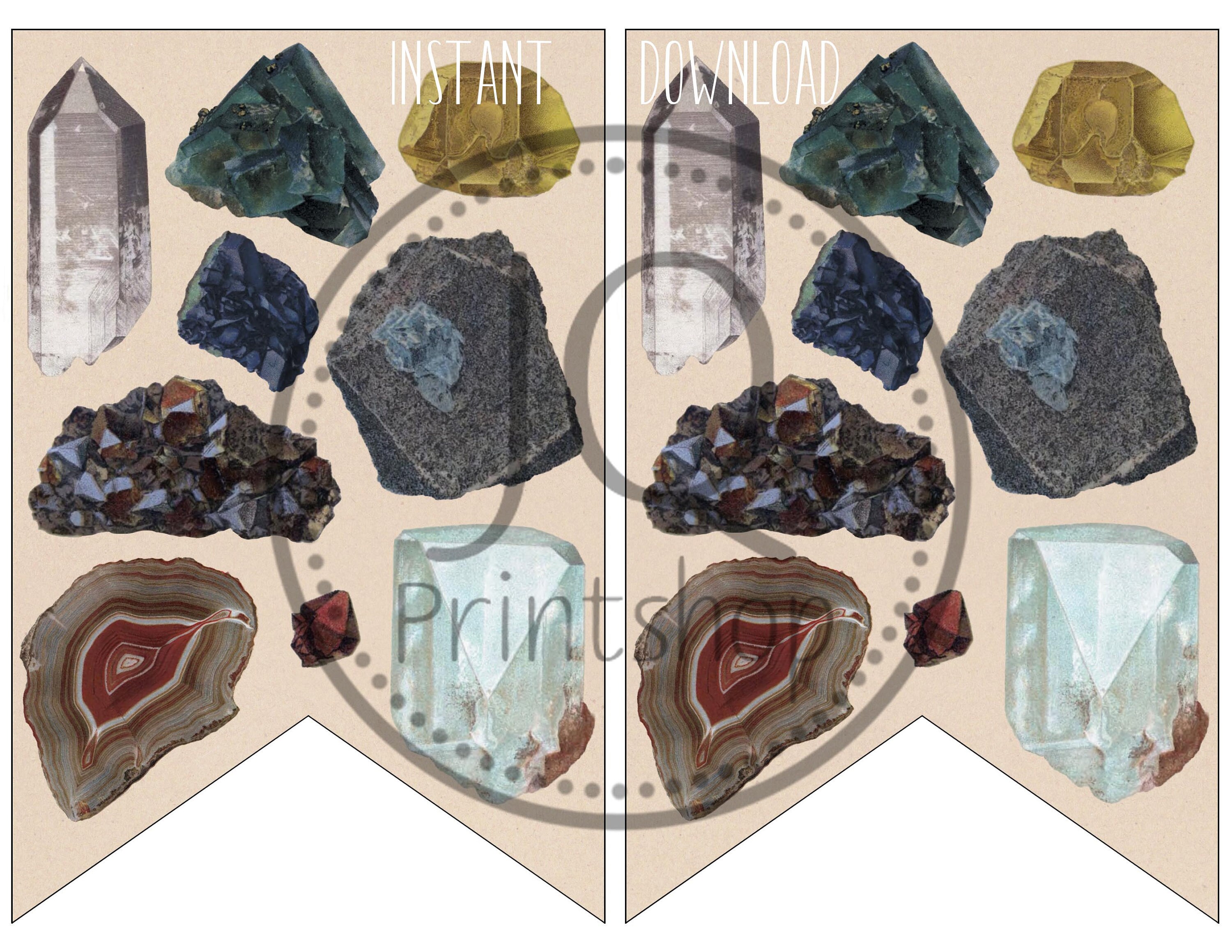 Printable Birthday Banner Rocks and Minerals Theme Party - Etsy Canada