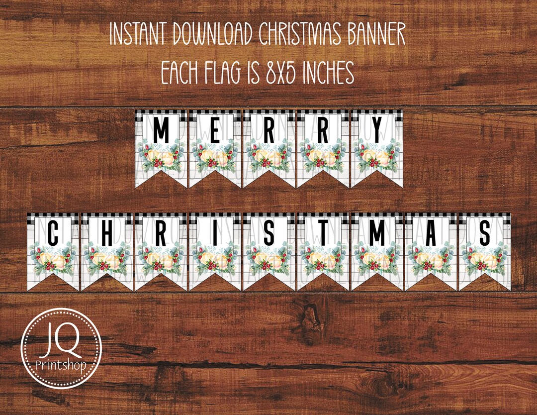 Printable Christmas Banner Merry Christmas Banner Black and - Etsy