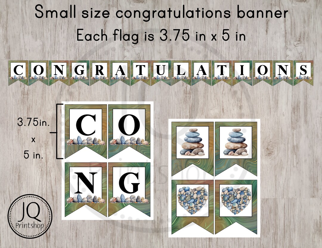 Printable Congratulations Banner, Geology Theme, River Rocks, Beach ...