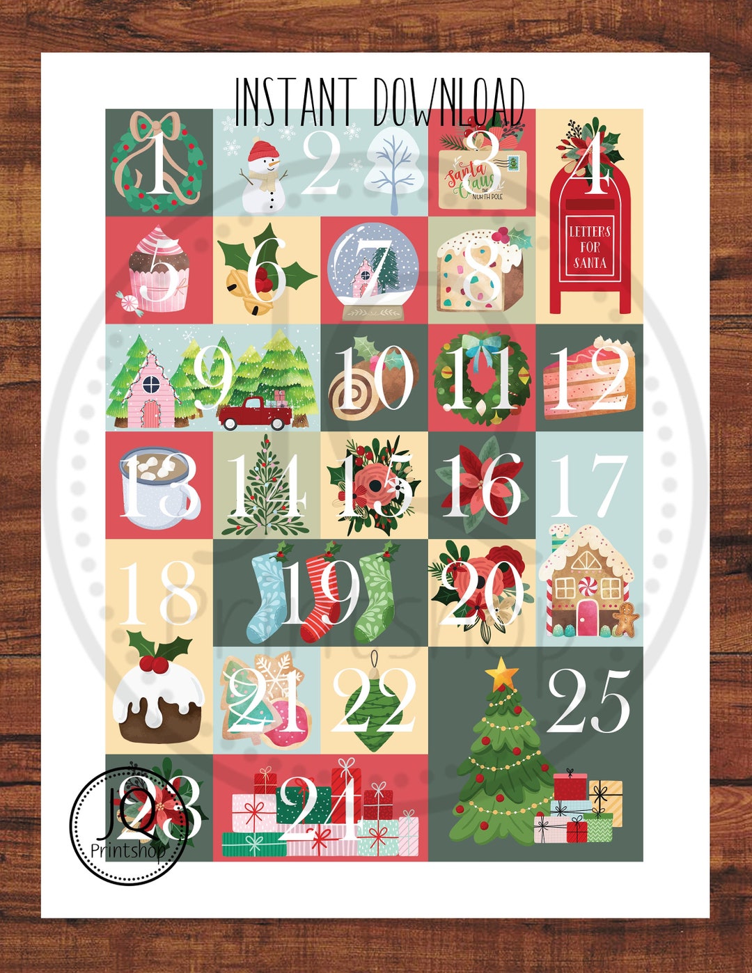 Printable Christmas Art, Christmas Countdown Print, Christmas Print ...
