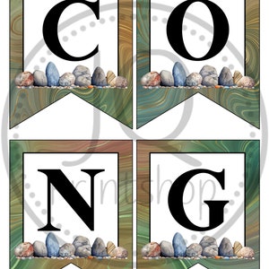 Printable Congratulations Banner, Geology Theme, River Rocks, Beach ...