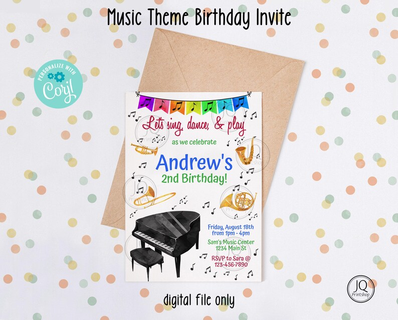 Editable Music Theme Birthday Invitation, Music Theme Birthday, Music ...