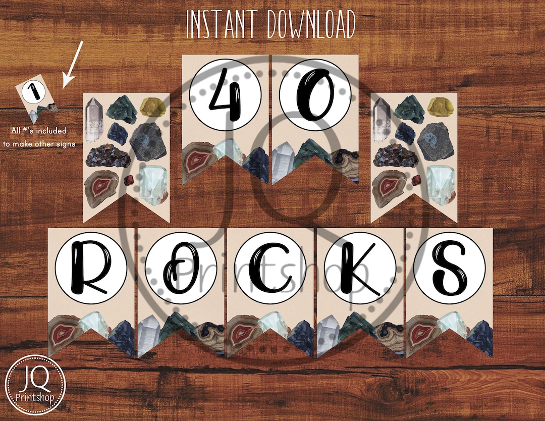 Printable Birthday Banner, Rocks and Minerals Theme Party, Geology ...