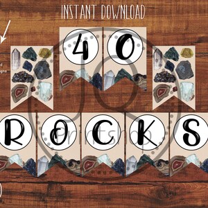 Printable Birthday Banner, Rocks and Minerals Theme Party, Geology ...