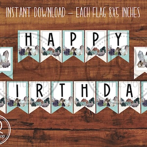 Printable Birthday Banner, Happy Birthday Banner, Rocks and Minerals ...