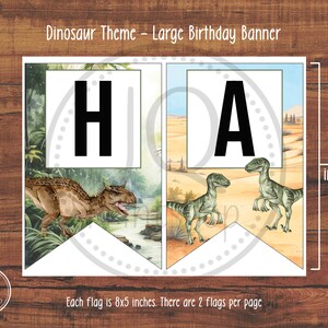 Printable, Dinosaur Theme Happy Birthday Banner, Dinosaur Birthday ...
