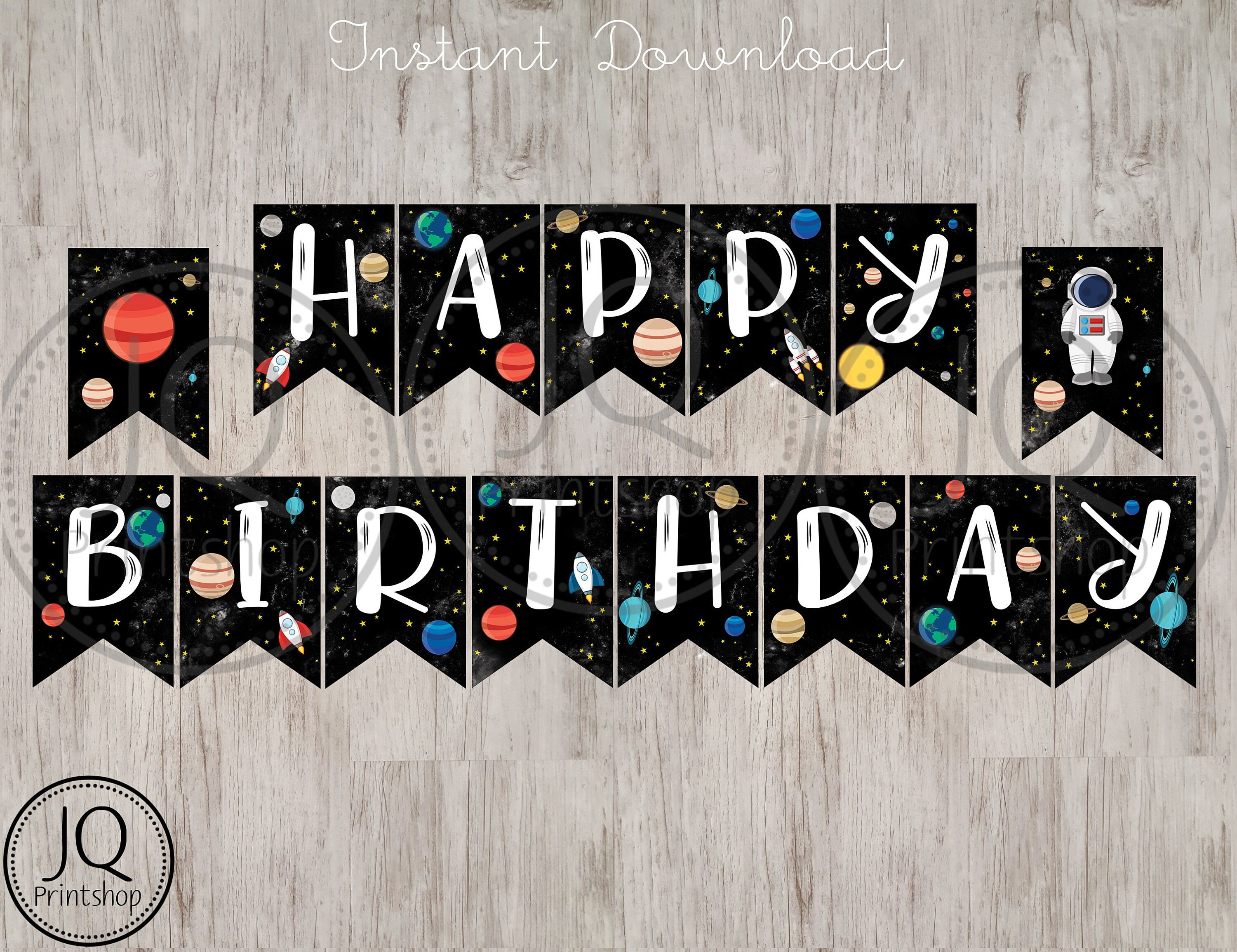 Espacio imprimible tema banner de cumpleaños cumpleaños del - Etsy España