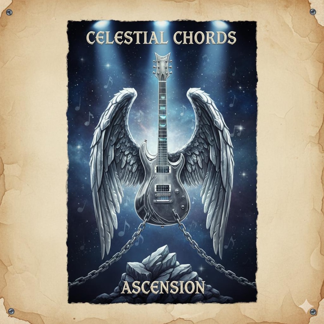 Celestial Chords – Ascension | Engel-gitarre Poster | Fantasy Rock Art ...