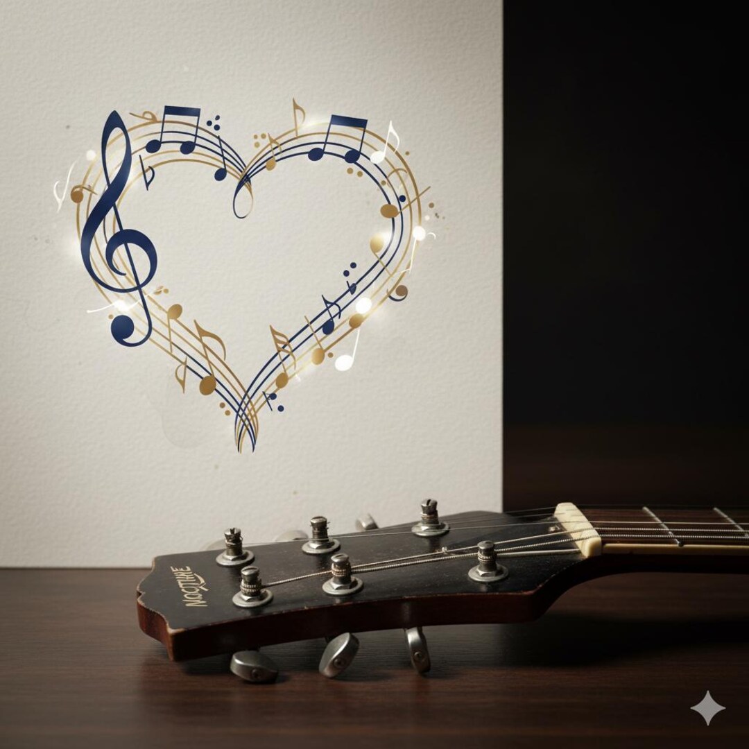 Musical Heart – Gold & Navy Notes Poster | Elegant Music Lover Art ...