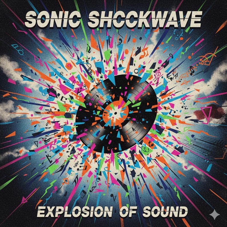 Sonic Shockwave – Explosion of Sound | Retro Vinyl Music Poster ...