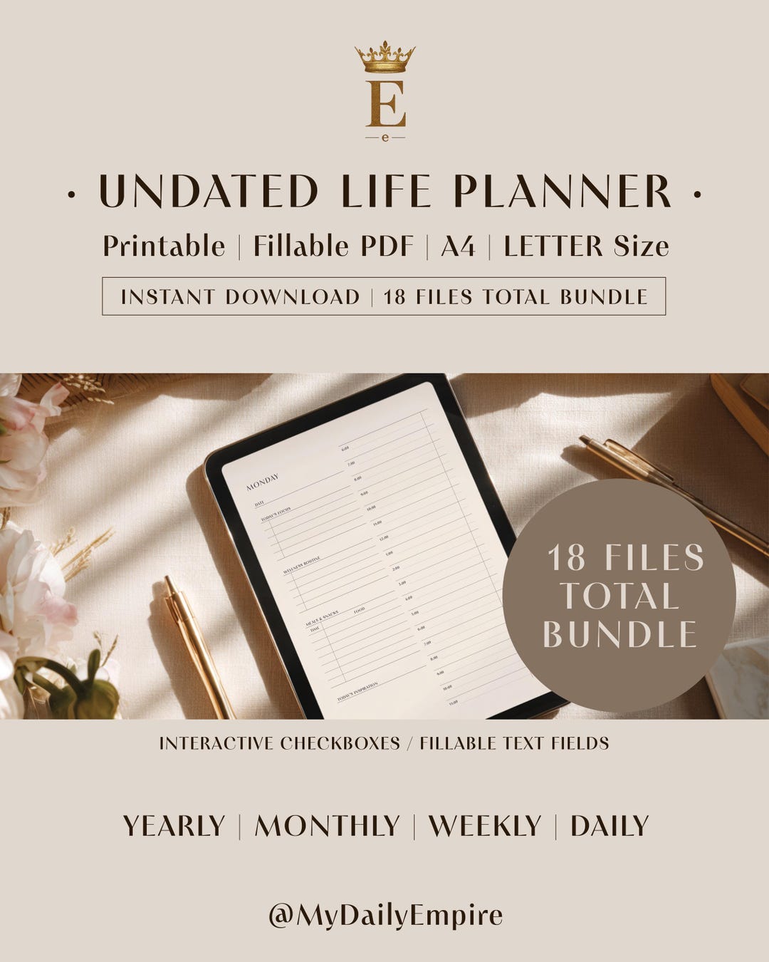 Printable & Fillable Life Planner Bundle | Yearly Monthly Weekly Daily ...
