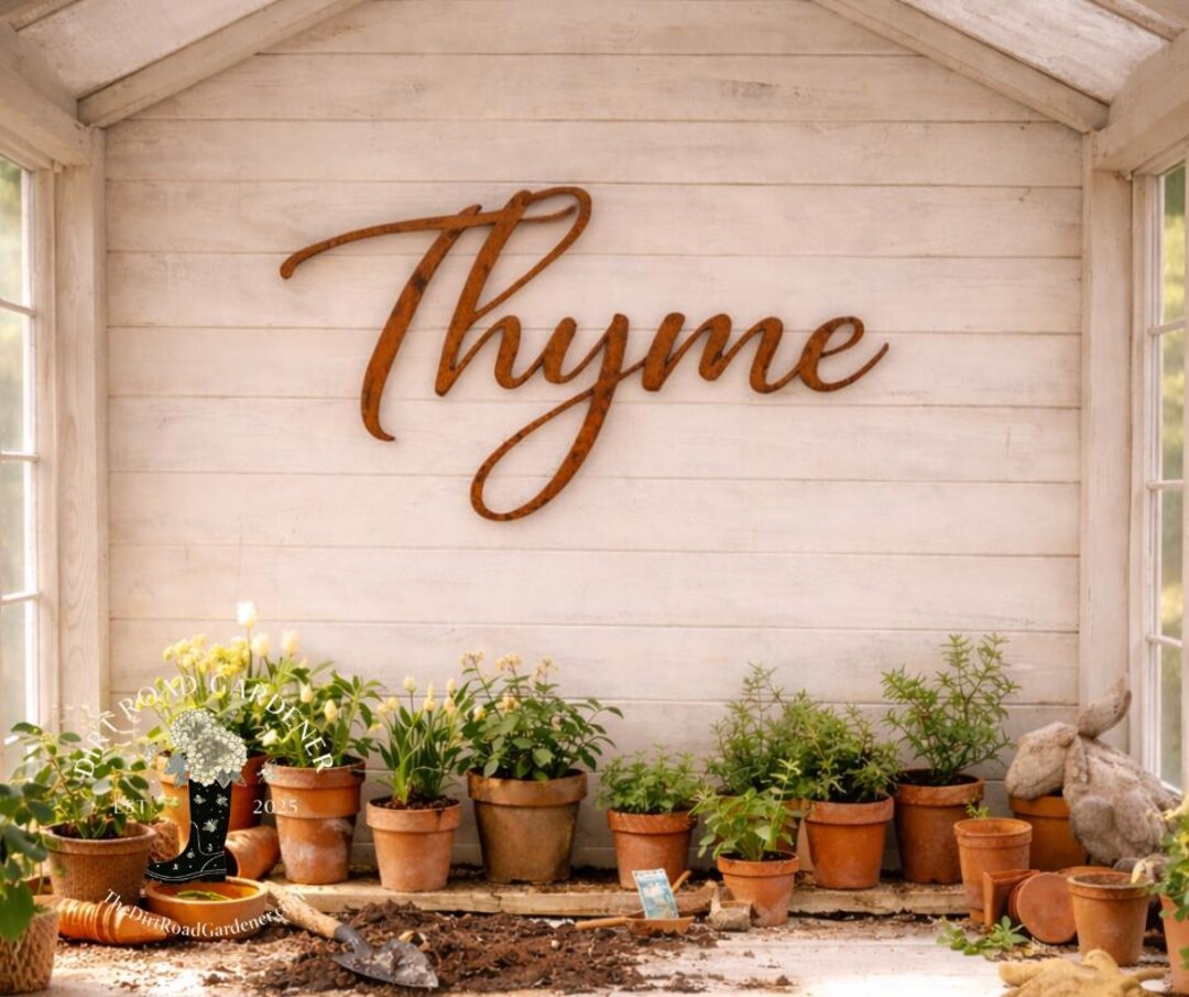 Thyme Metal Word Sign | Farmhouse Herb Garden Decor - Etsy