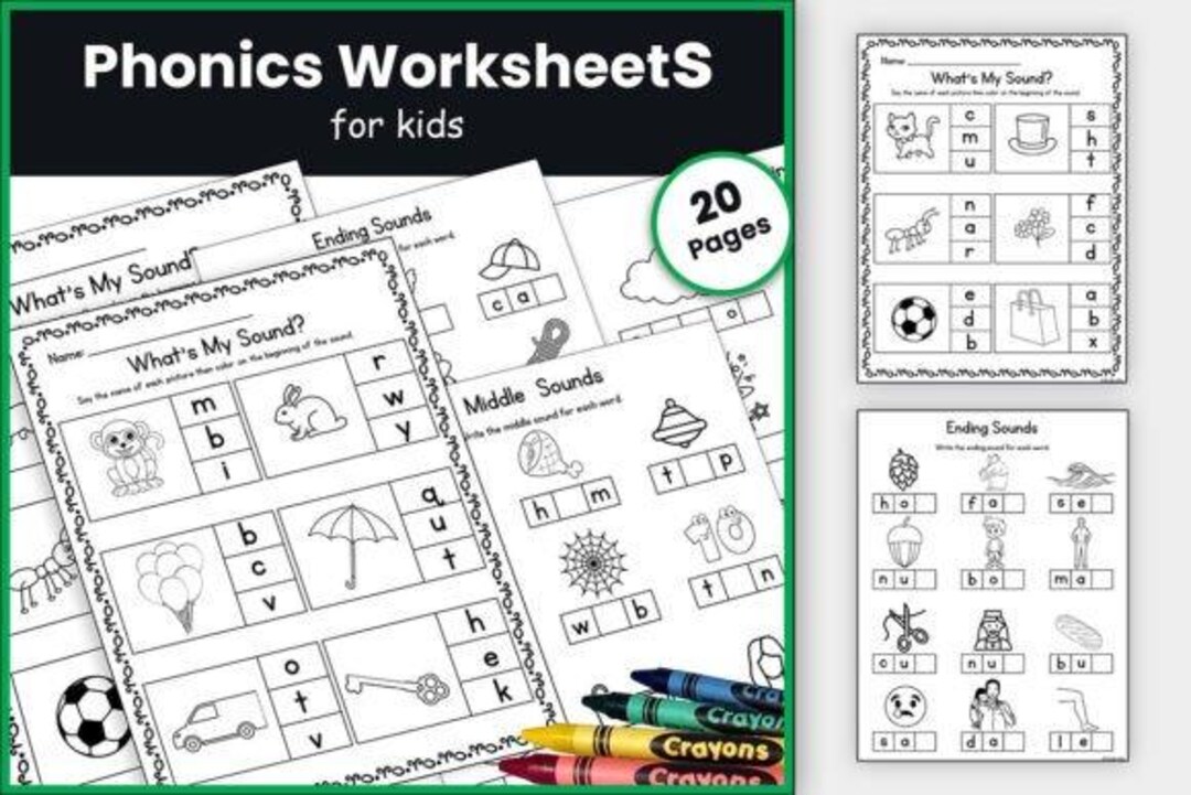 Phonics Worksheets: Missing Letters, CVC Words (printable PDF) - Etsy