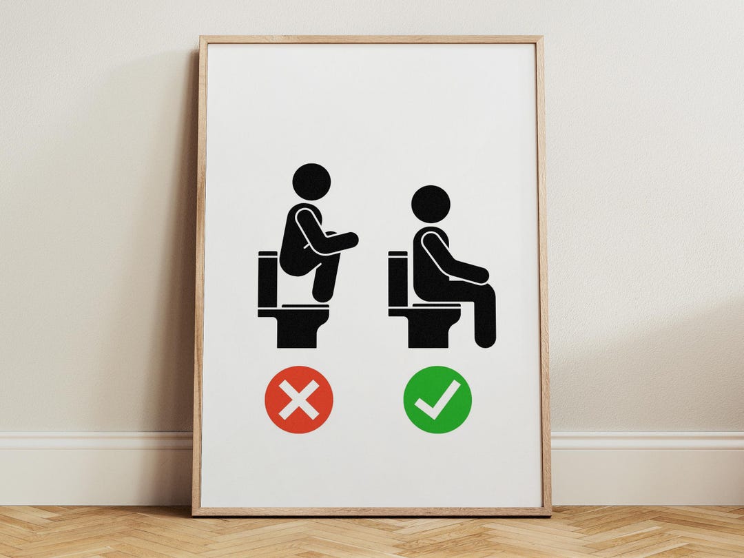 Restroom Etiquette Guide Do Not Stand on Toilet Seat Poster, Correct ...