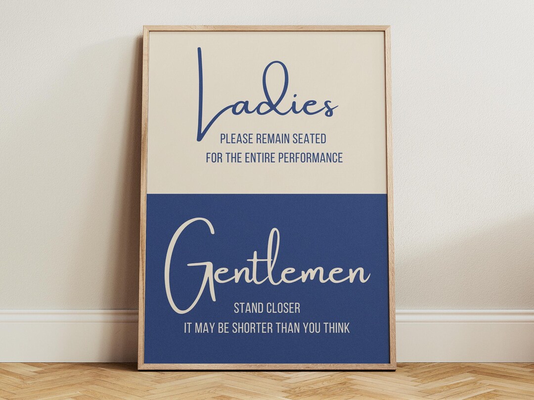 Funny Guest Bathroom Sign, Ladies & Gentlemen Toilet Humor Print, Fun ...
