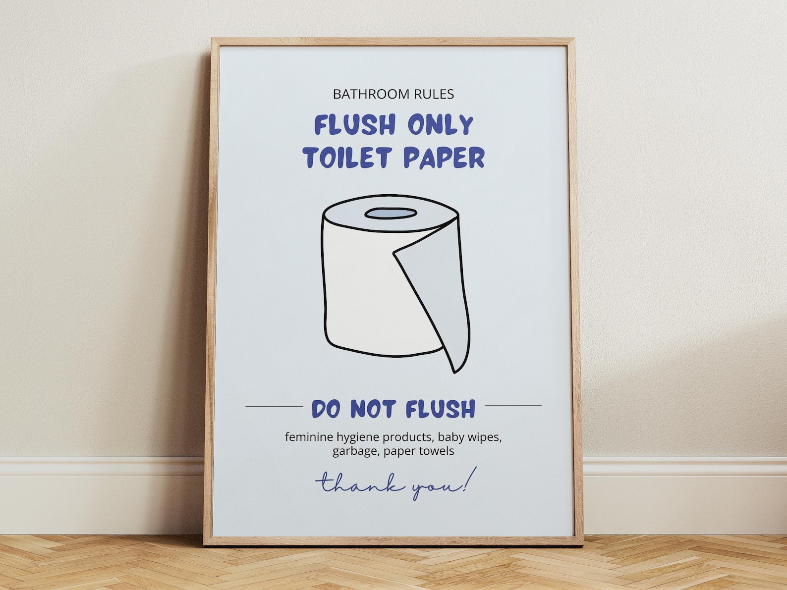 Cute Flush Only Toilet Paper Bathroom Sign, WC Sign, Sensitive Plumbing ...