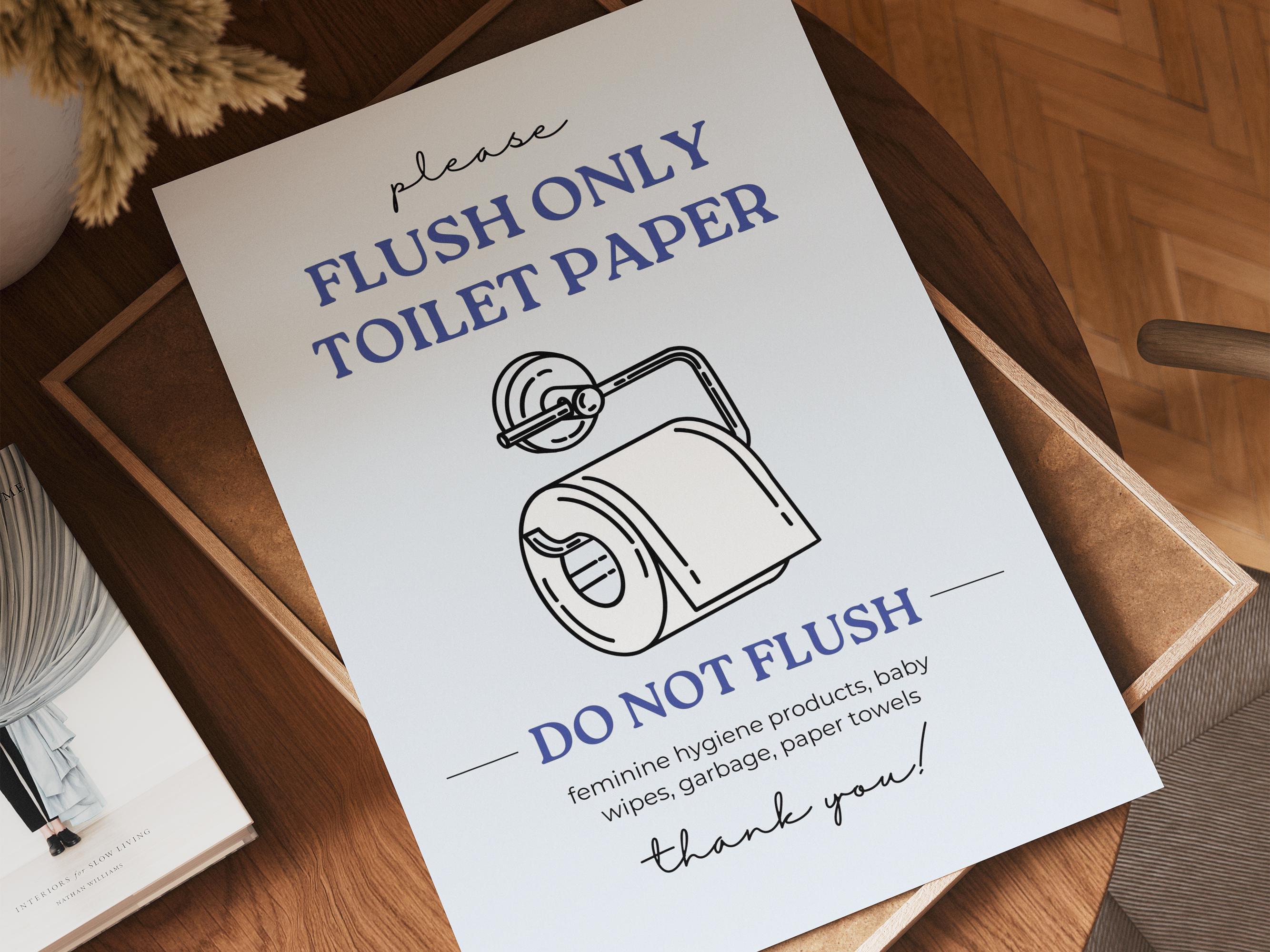 Cute Flush Only Toilet Paper Printed Bathroom Notice, Toilet Sign ...