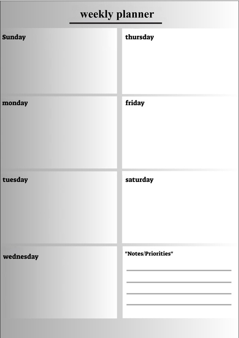 Minimalist Weekly Planner Printable, Modern Schedule Organizer (digital ...