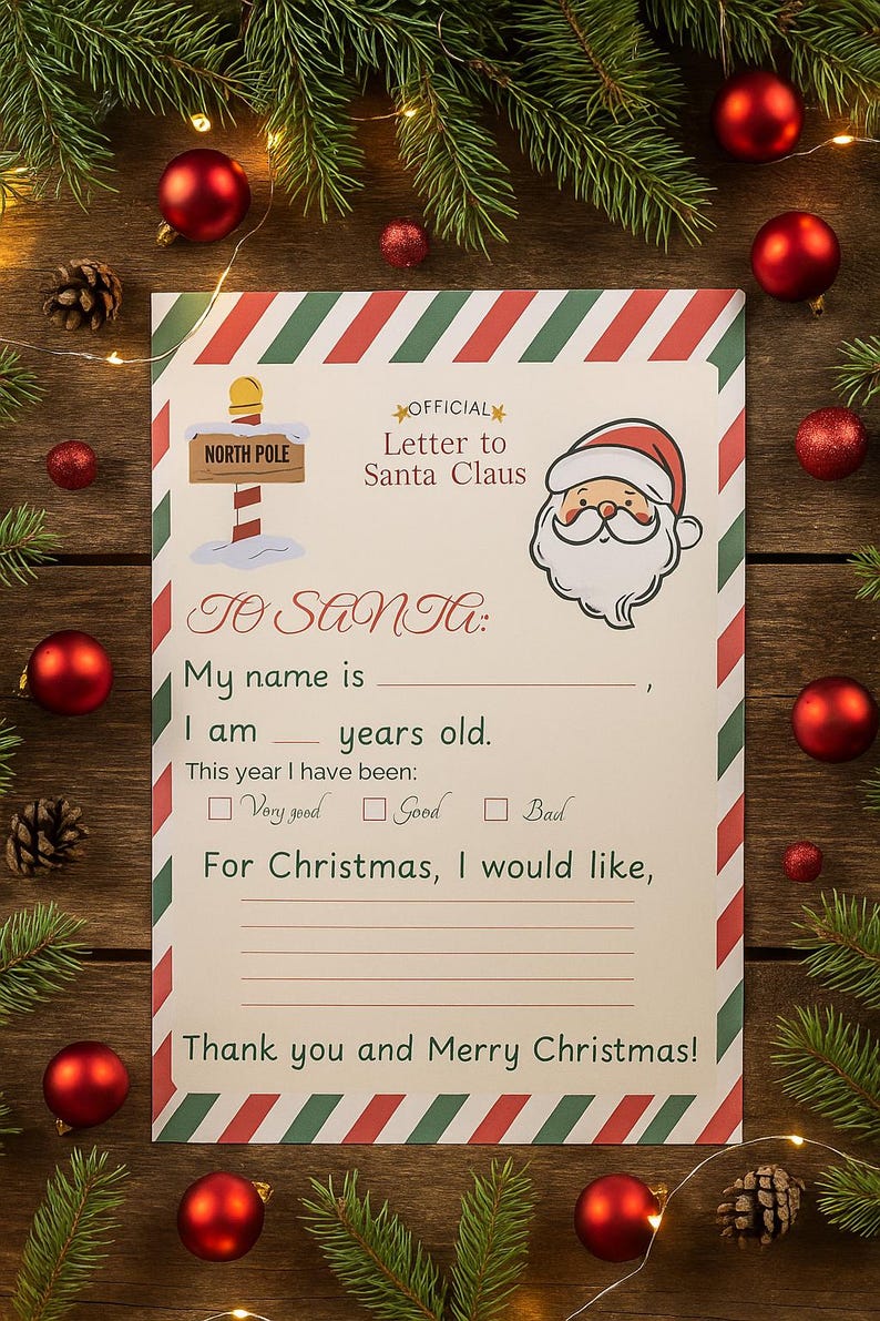 Letter to Santa Printable Digital Print for Kids - Etsy