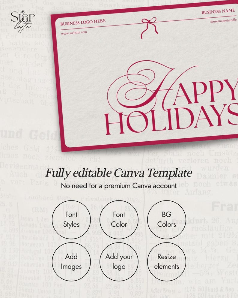 Editable Christmas Thank You Card Template, Small Business Holiday Card ...