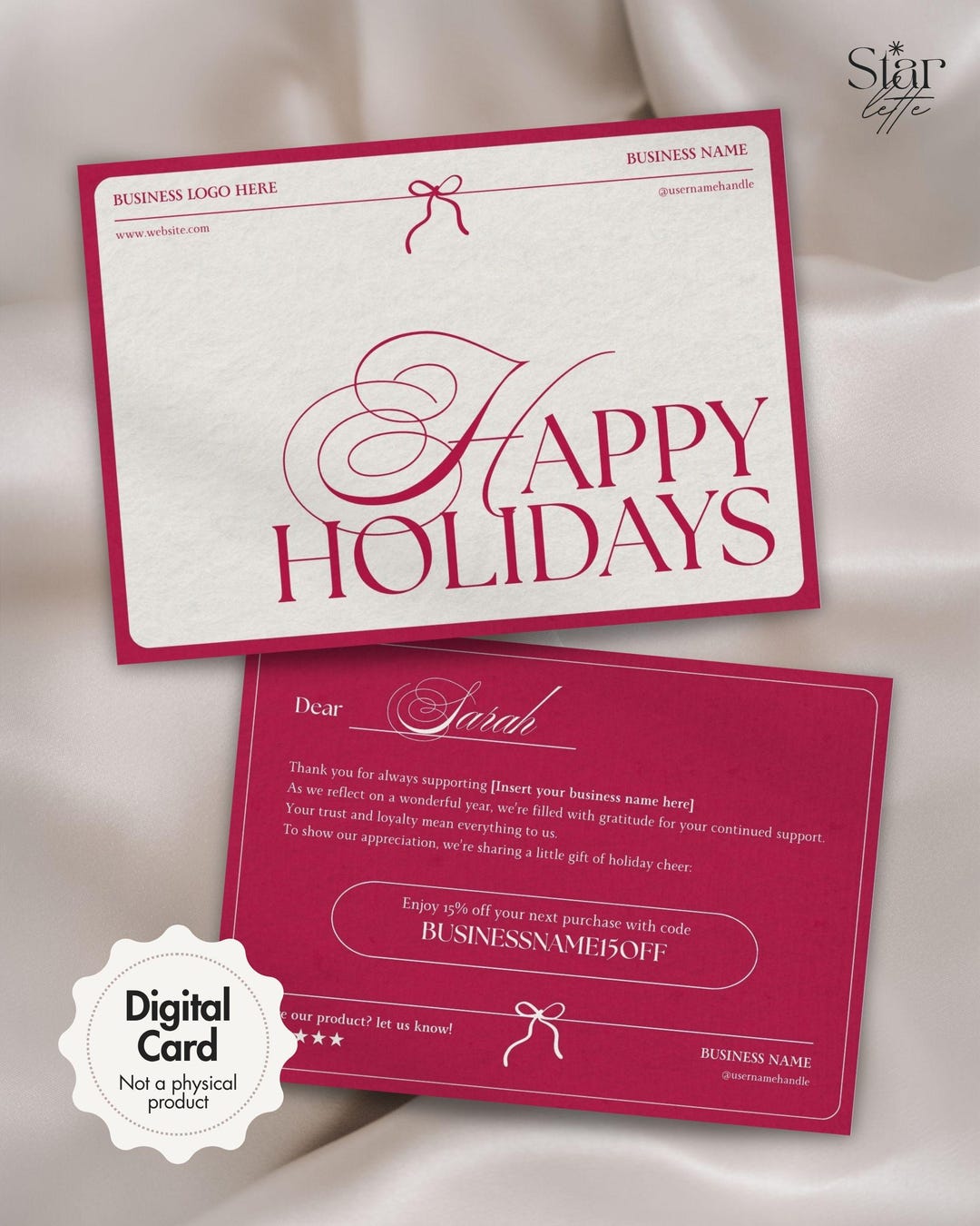 Editable Christmas Thank You Card Template, Small Business Holiday Card ...