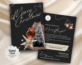 Editable Christmas Thank You Card Template, Small Business Holiday Card ...
