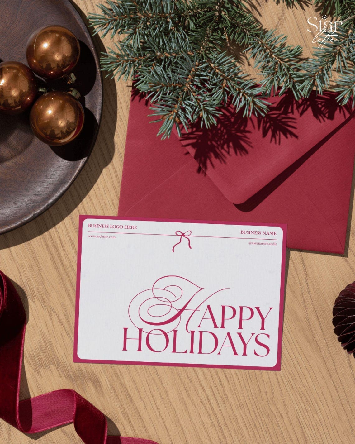 Editable Christmas Thank You Card Template, Small Business Holiday Card ...