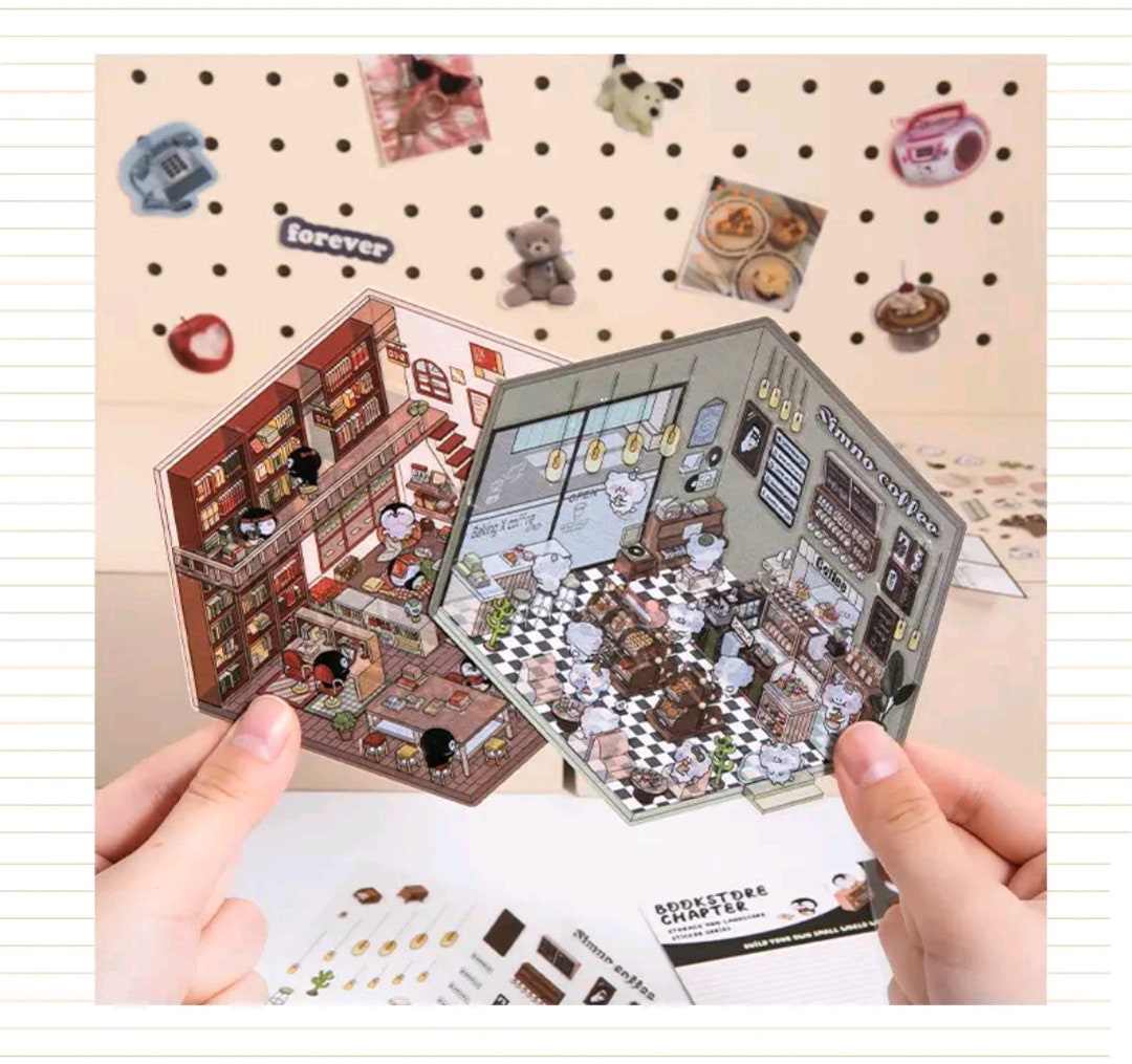 DIY Handmade Miniature 3D Sticker Scene Sets ,gift for Child ,miniature ...