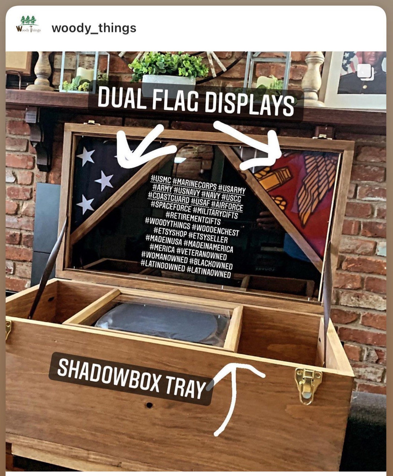26 Military Chest With Flag Display and Shadow Box Tray 26x15 - Etsy
