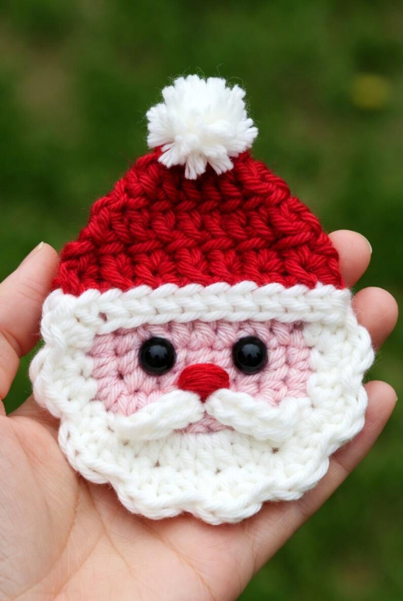 Santa Coaster Crochet Patterns for Christmas | Holiday Table Décor ...