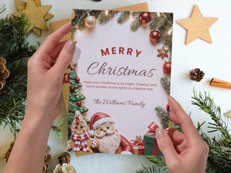 Editable MERRY Christmas Card Template | Printable Holiday Card (canva ...