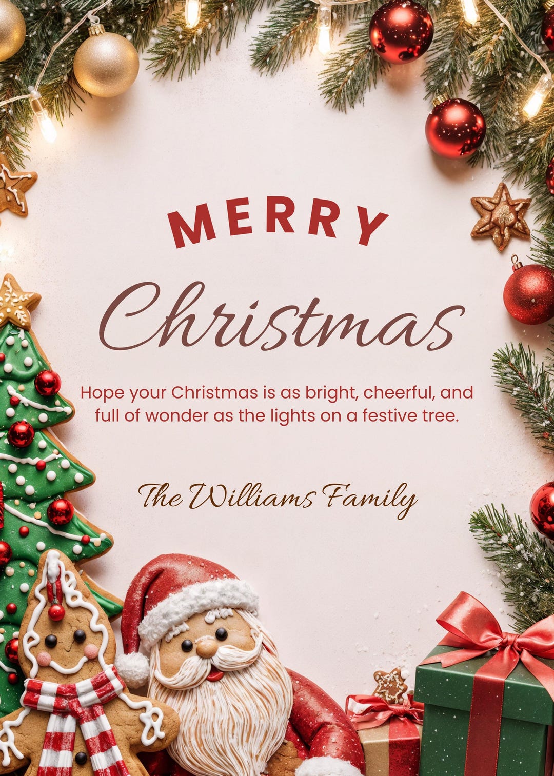 Editable MERRY Christmas Card Template | Printable Holiday Card (canva ...