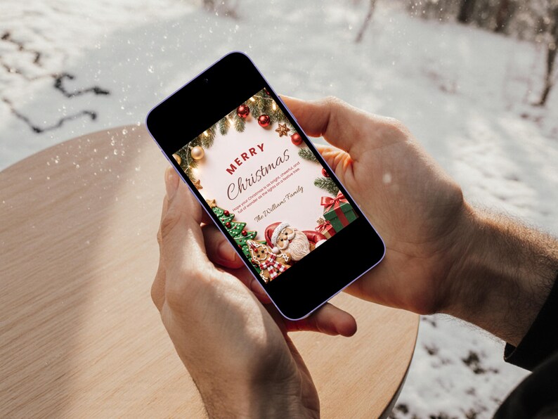 Editable MERRY Christmas Card Template | Printable Holiday Card (canva ...