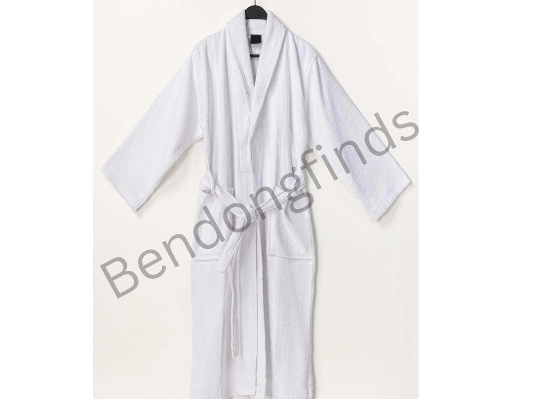 White Terry Cloth Bathrobe | Soft Combed 100% Cotton Robe - Etsy