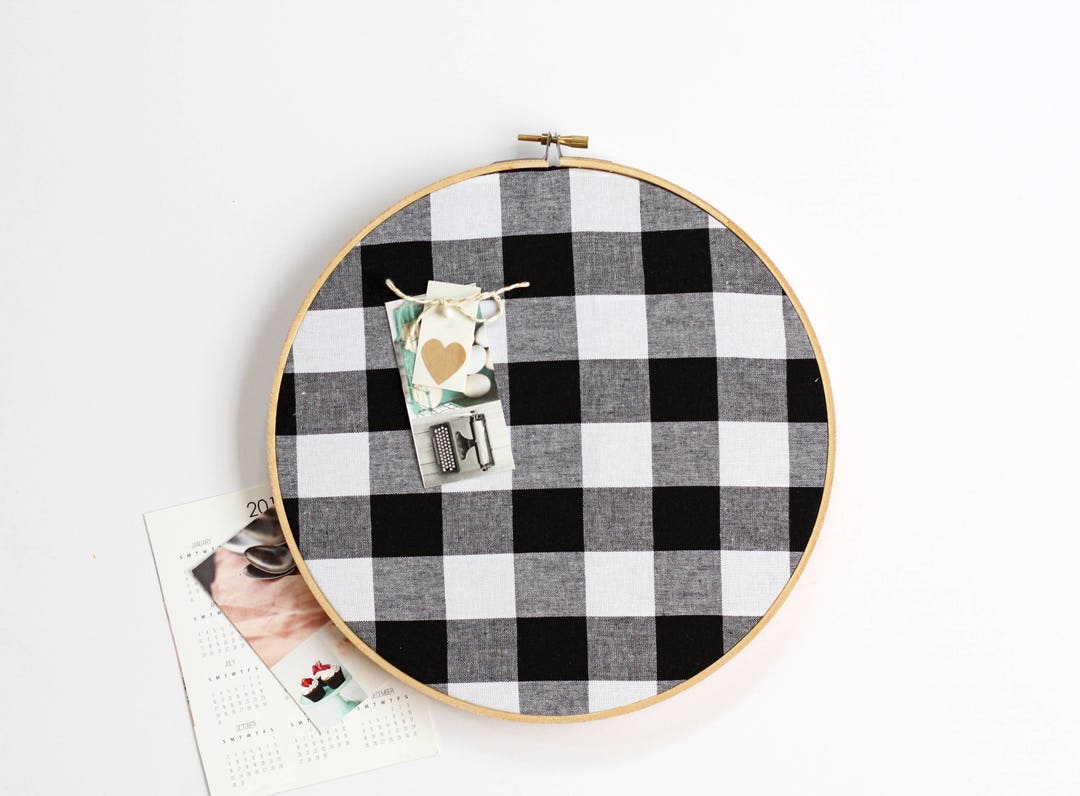 Gingham Buffalo Check Cork Board: Embroidery Hoop Memo Board - Etsy