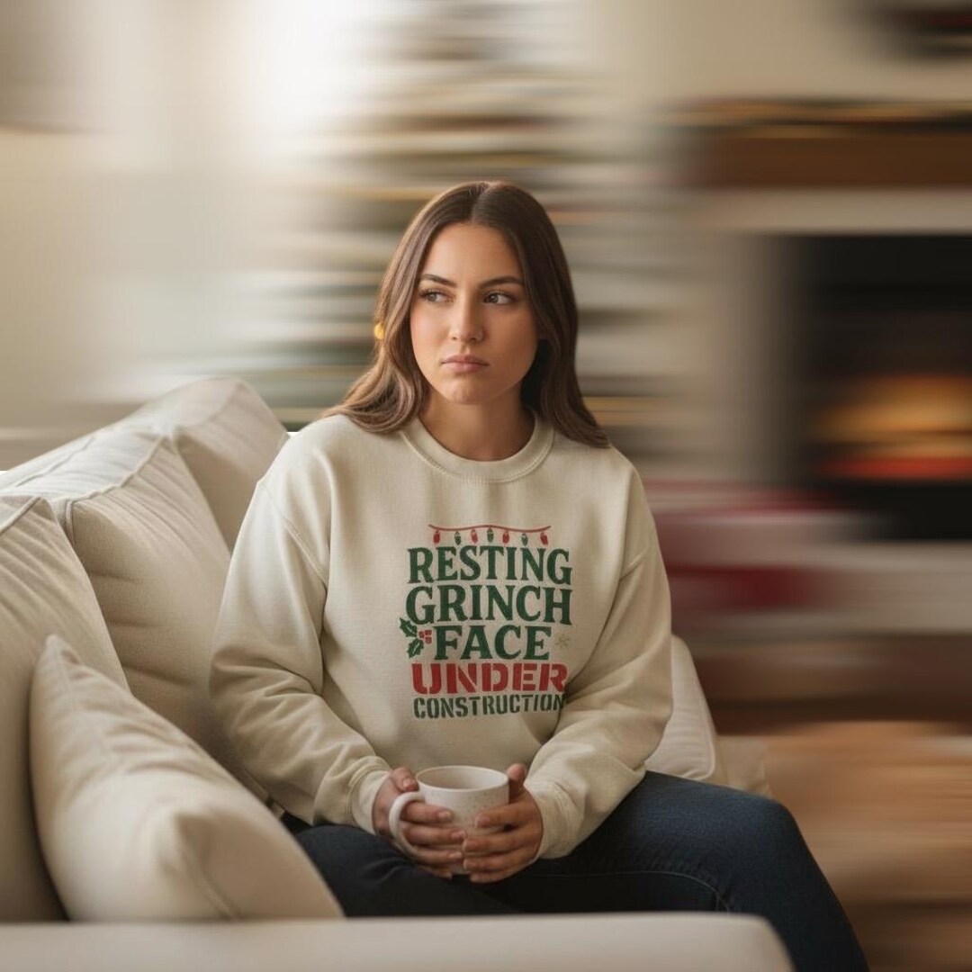 Resting Grinch Face Under Construction Sweatshirt | Christmas Holiday ...
