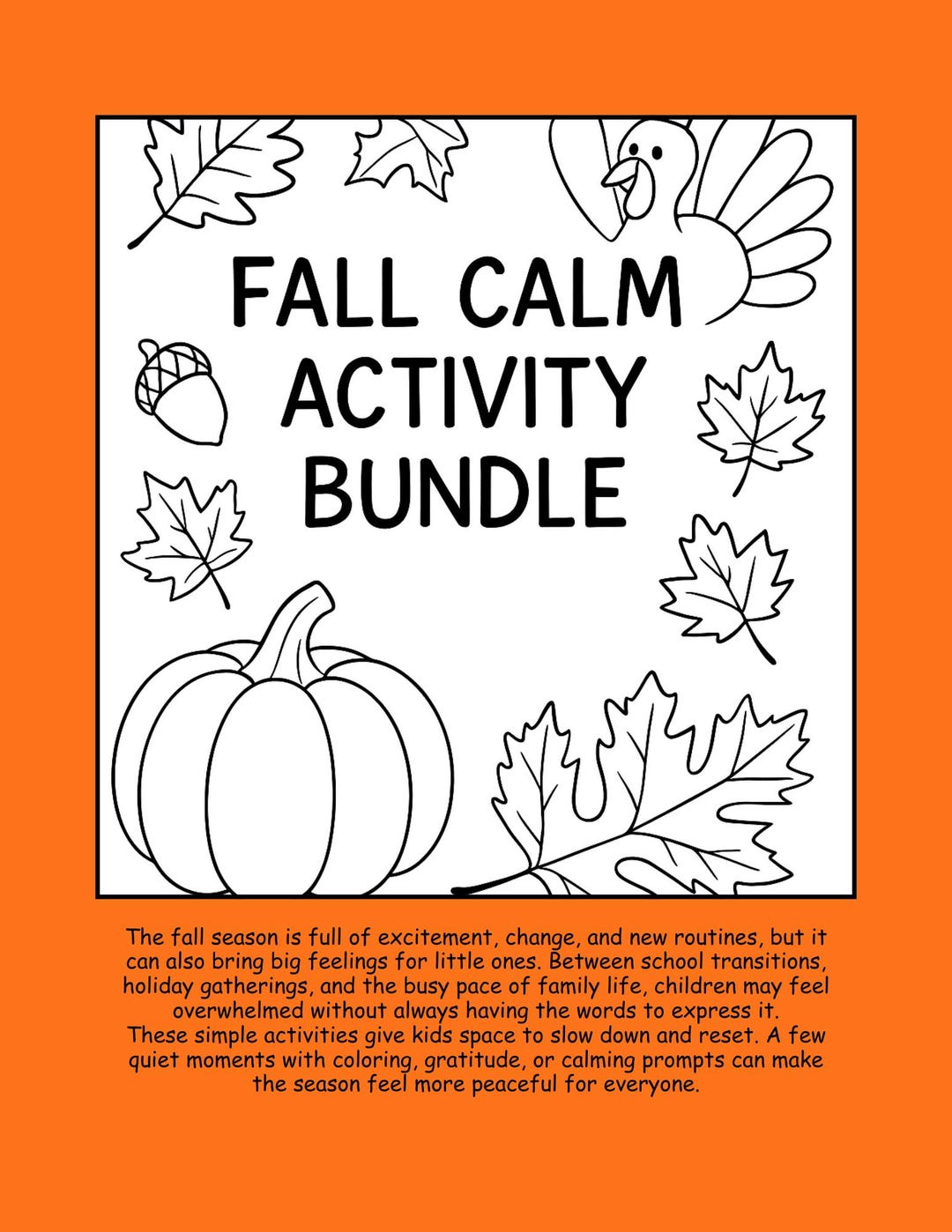 Fall Calm Activity Bundle | Printable Kids Worksheets for Gratitude ...